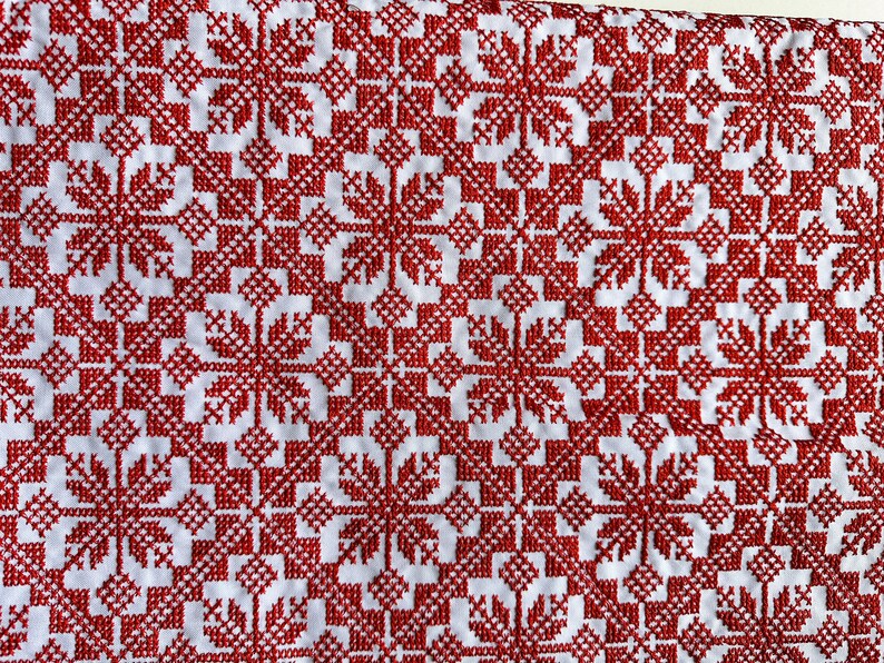 Authentic Jordanian/palestinian Tatreez Embroidery Fabric, White/red ...