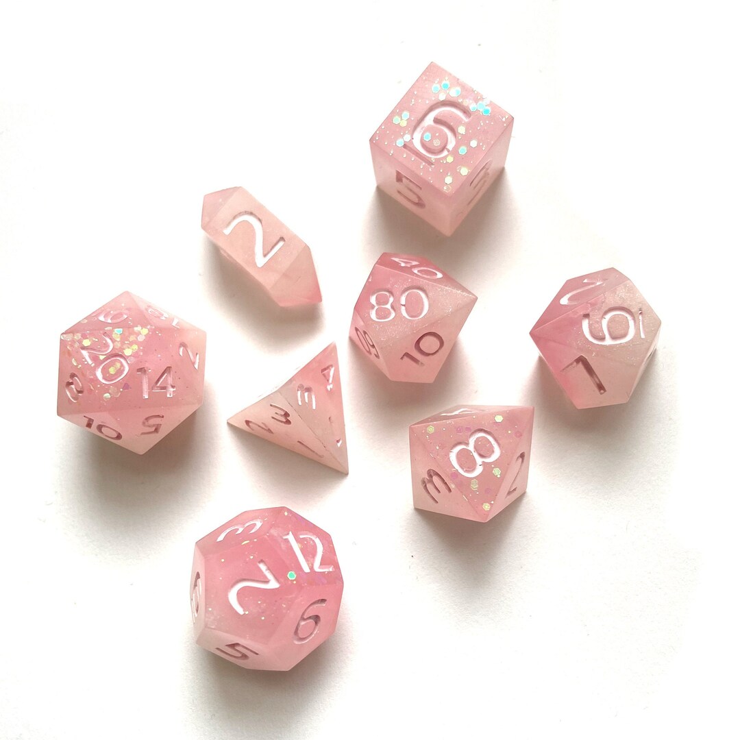 Pretty in Pink Sharp Edged Dice Set - Etsy