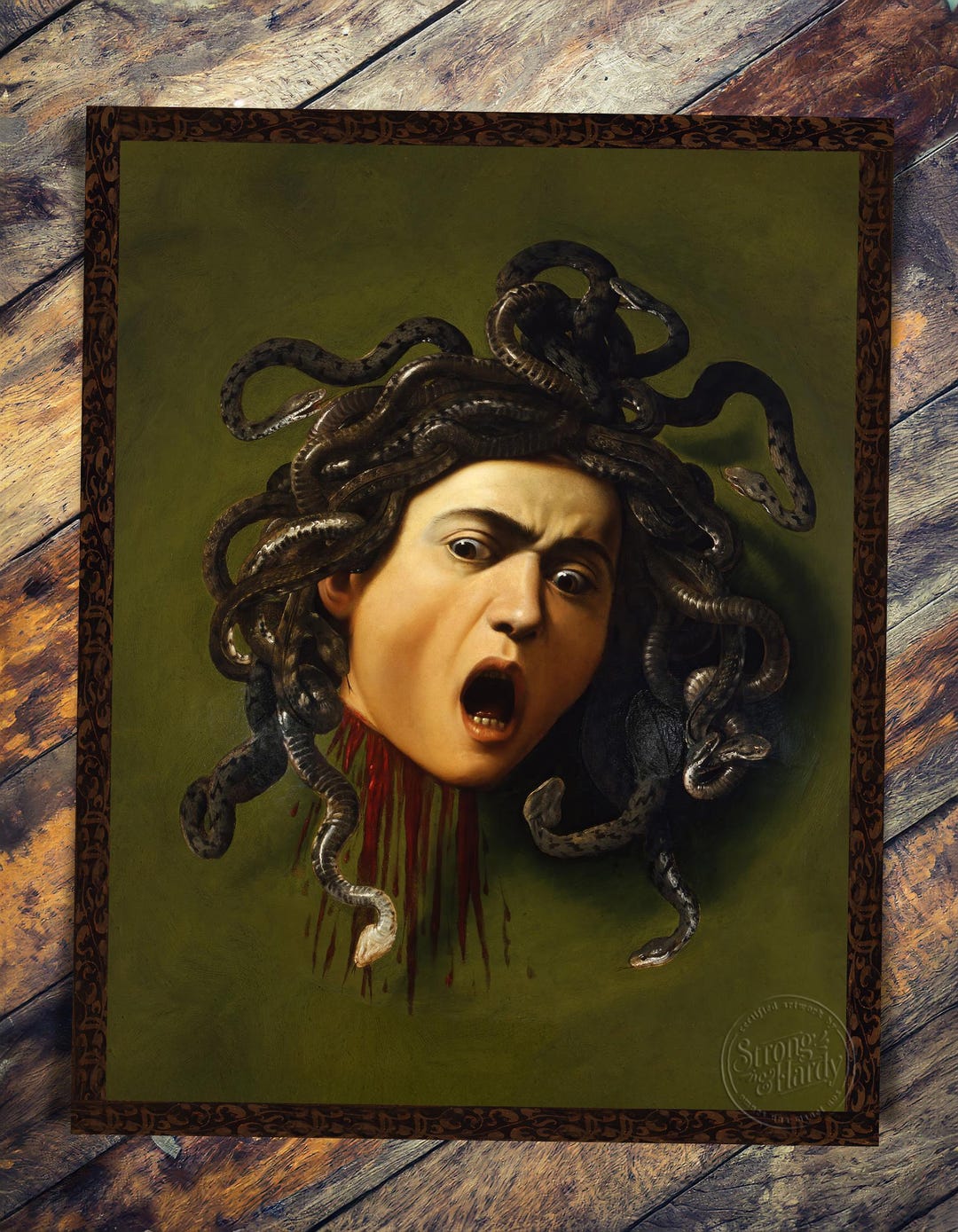 Medusa by Michelangelo Merisi Da Caravaggio Restored Reproduction Print ...