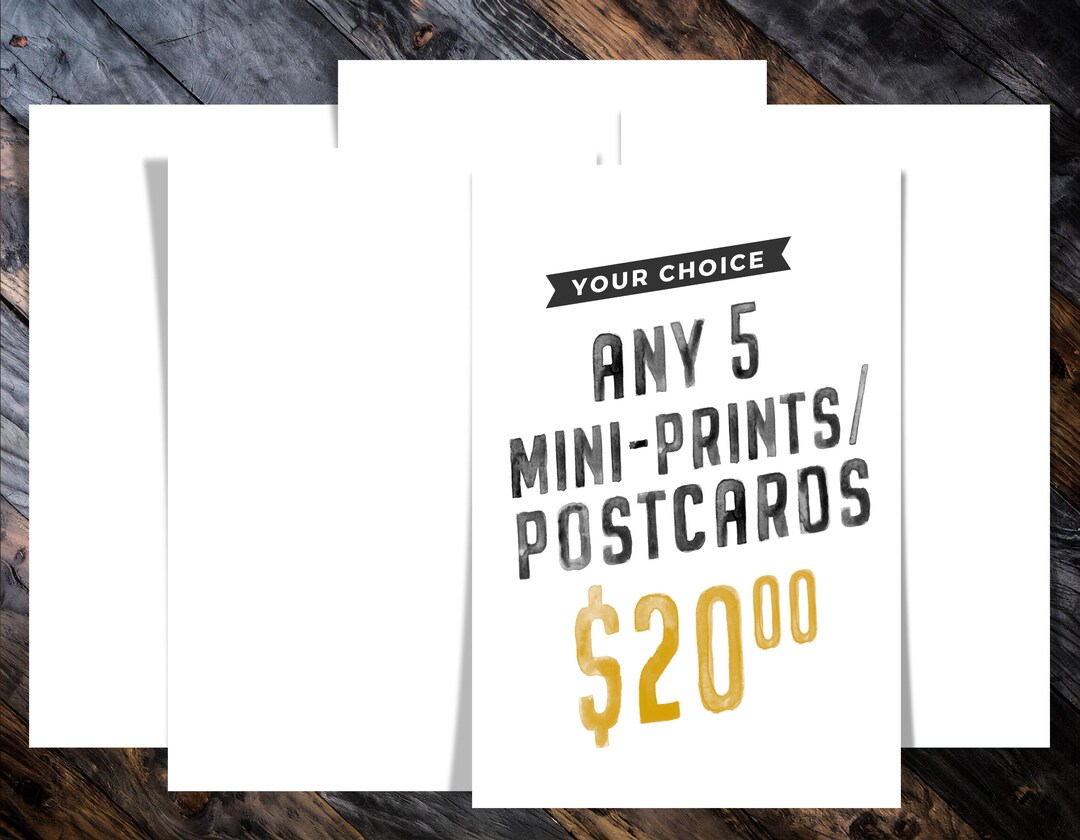 5 Mini-print/postcard Discount - Etsy