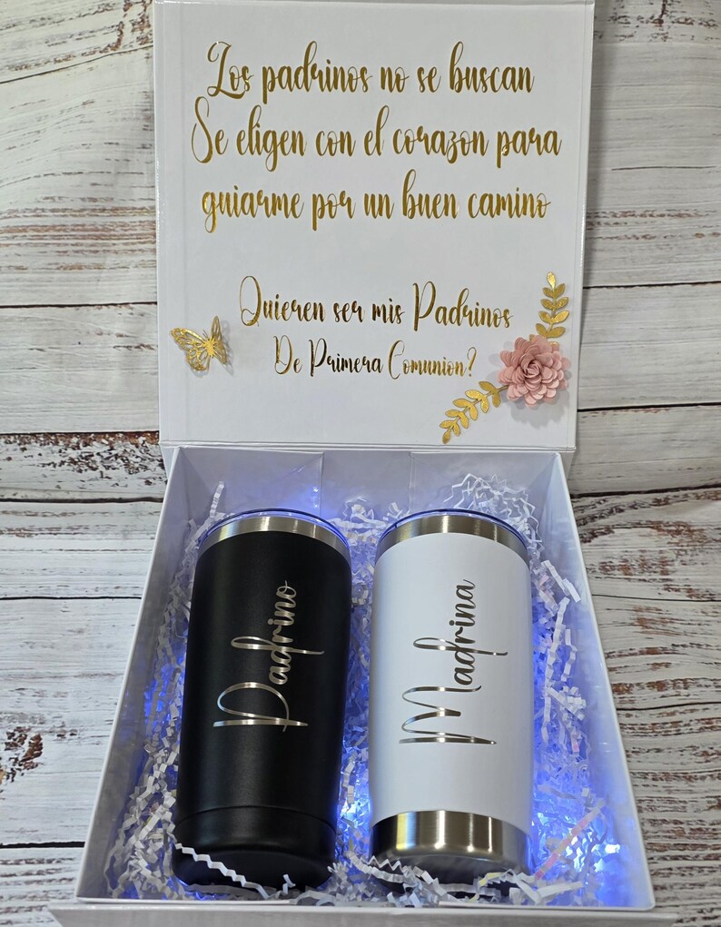 Godparent Proposal Box - Set De Padrinos De Comunión Spanish Godparents ...