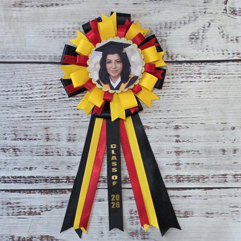Personalized Graduation Rosette Pin | Custom Photo Keepsake, Class of ...