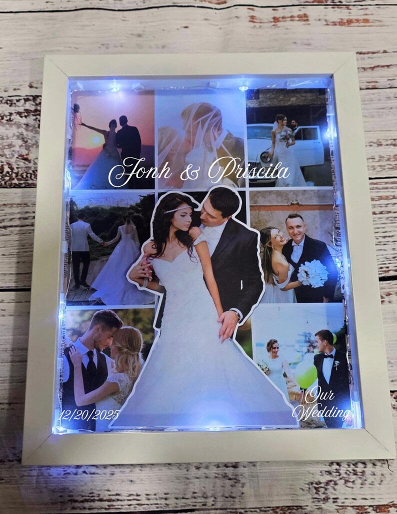 Custom Photo Collage Shadow Box • Valentine's Day Gift With LED Lights ...
