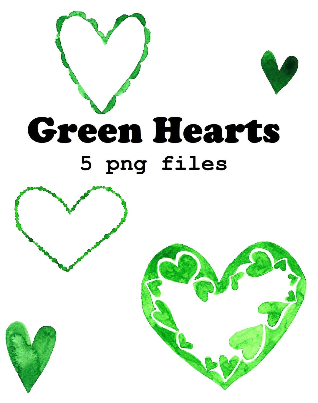 Emerald Green Handpainted Watercolor Heart PNG Clipart - Etsy
