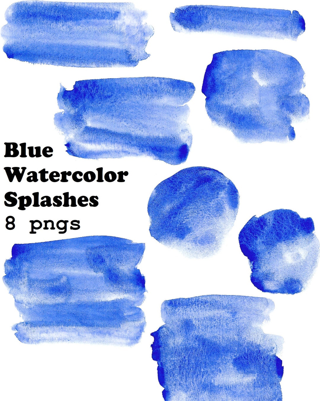 Blue Watercolor Splash Clipart Hand Painted PNG - Etsy