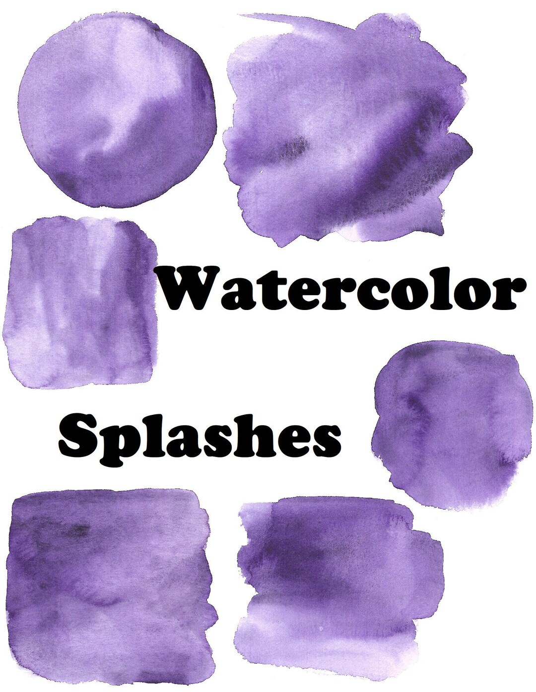 Purple Watercolor Splashes Hand Painted Digital Clipart Transparent ...