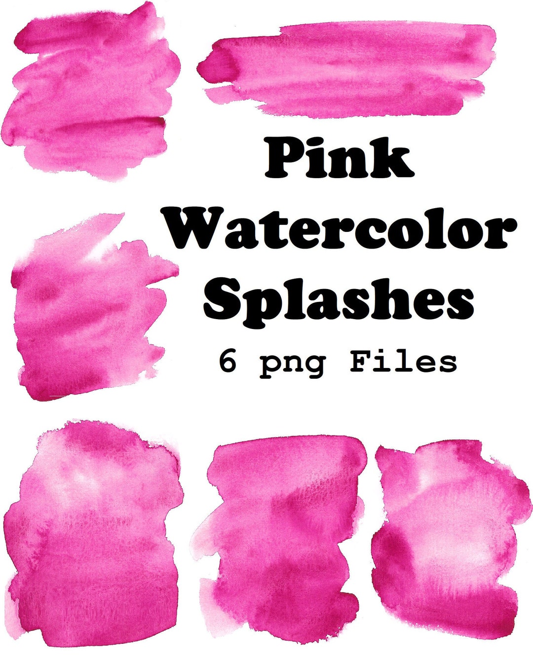 Pink Watercolor Splashes Hand Painted Transparent Background 6 PNG ...