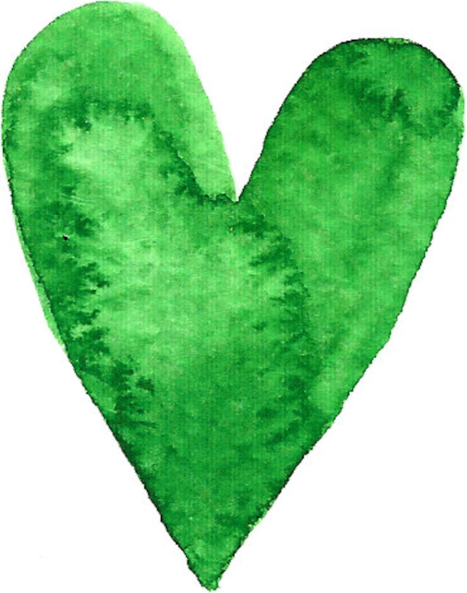 Emerald Green Handpainted Watercolor Heart PNG Clipart - Etsy