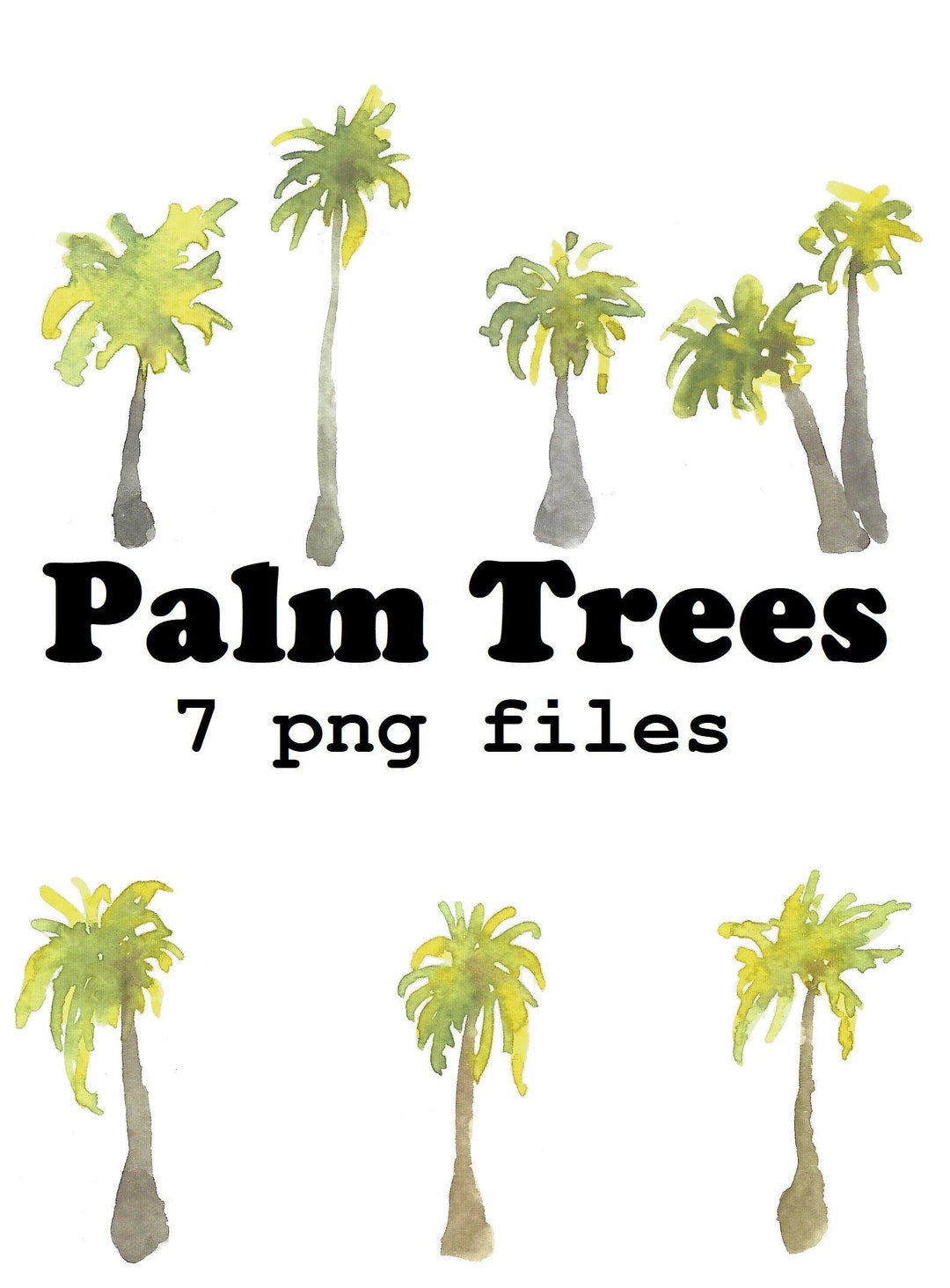 Hand Painted Watercolor Palm Tree Clipart 7 PNG Transparent Background ...