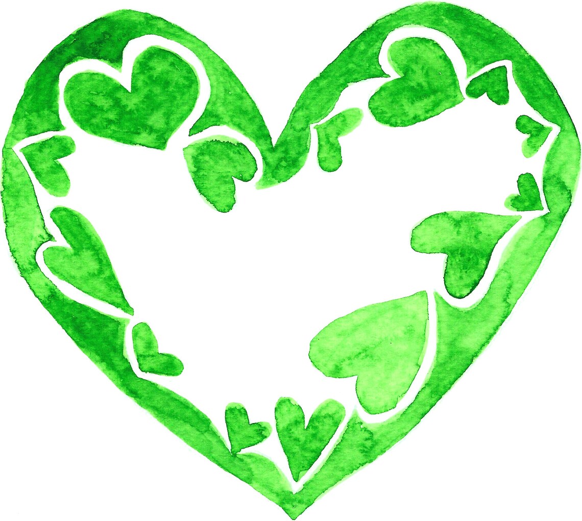Emerald Green Handpainted Watercolor Heart PNG Clipart - Etsy