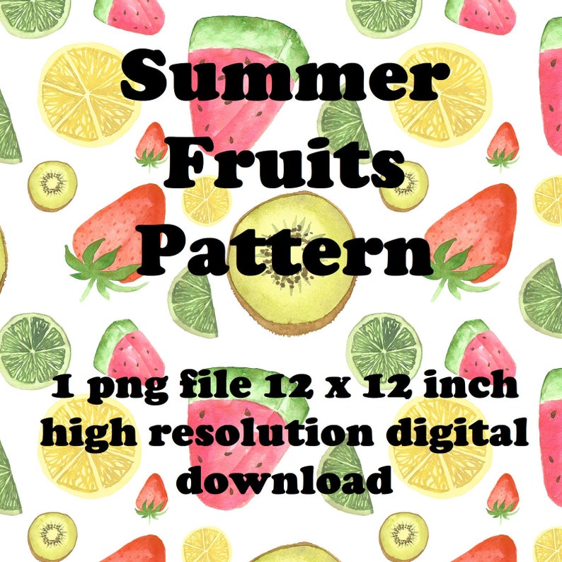 Summer Fruits Hand Painted Pattern Background PNG Digital Download ...