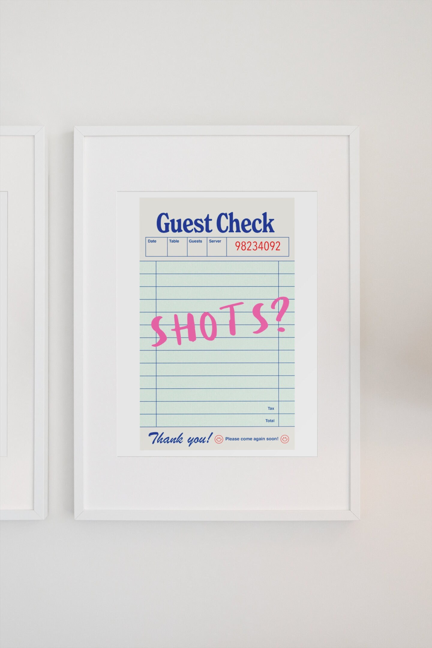 Shots? Guest Check Poster, Aesthetic Poster, Trendy Wall Art, College ...