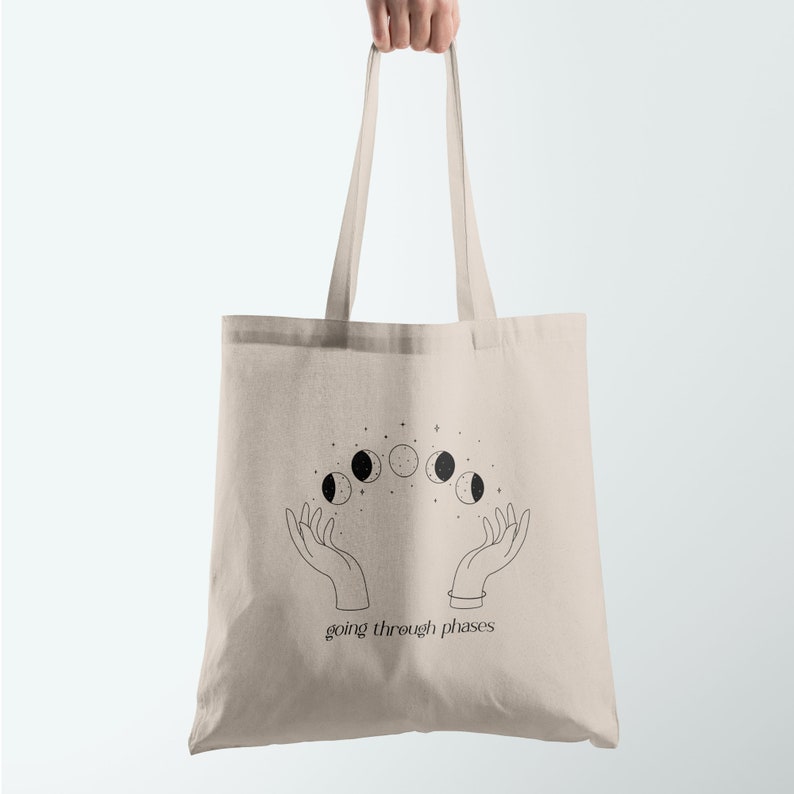 Moon Phases, Tote Bag Aesthetic, Moon Tote Bag, Cute Tote Bag, Moon ...