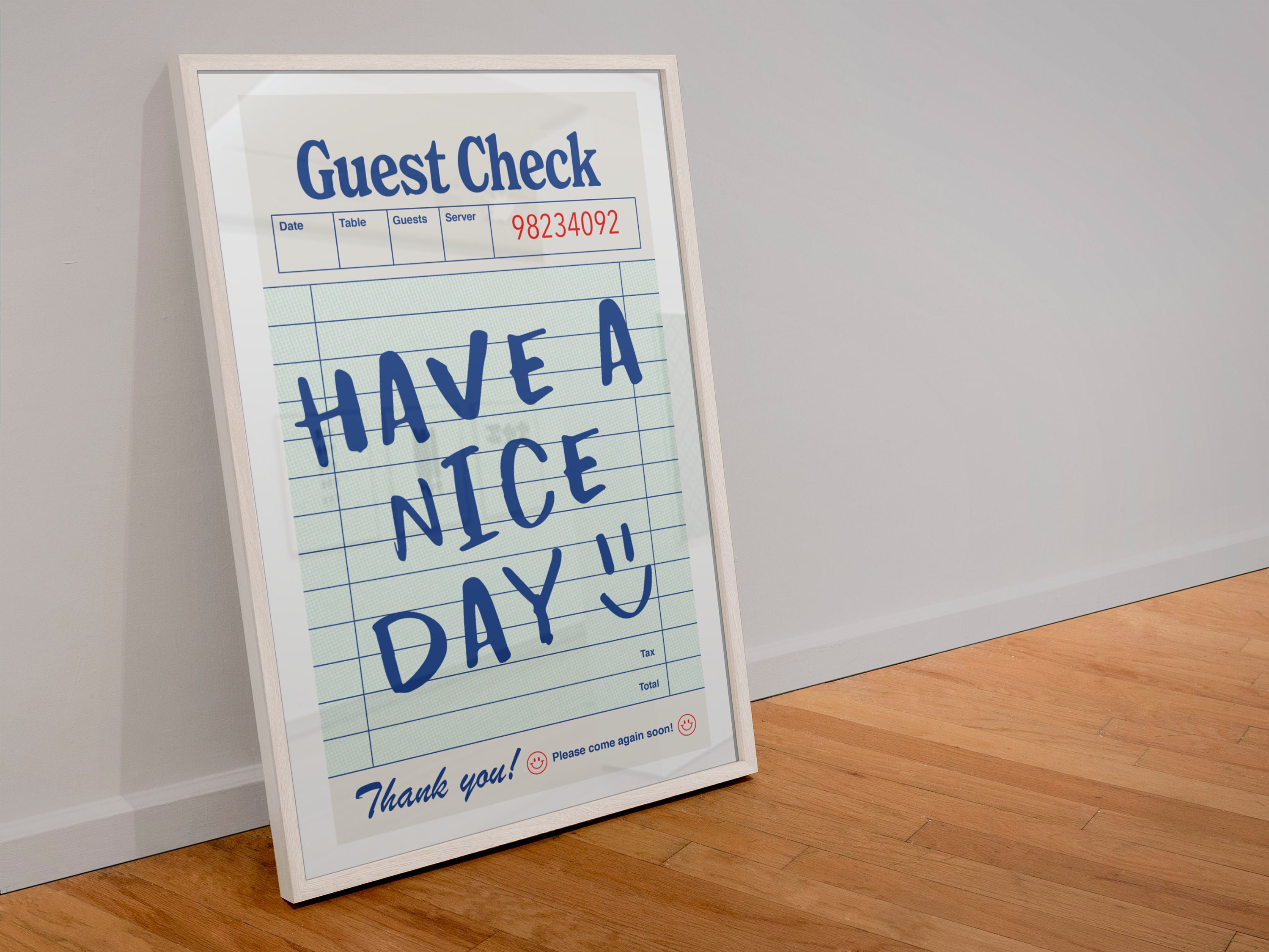 Have a Nice Day Print, Guest Check Poster, Aesthetic Poster, College ...