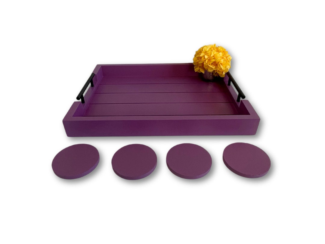13 X 17 Purple Ottoman Tray for Living Room, Serving Tray for Coffee ...