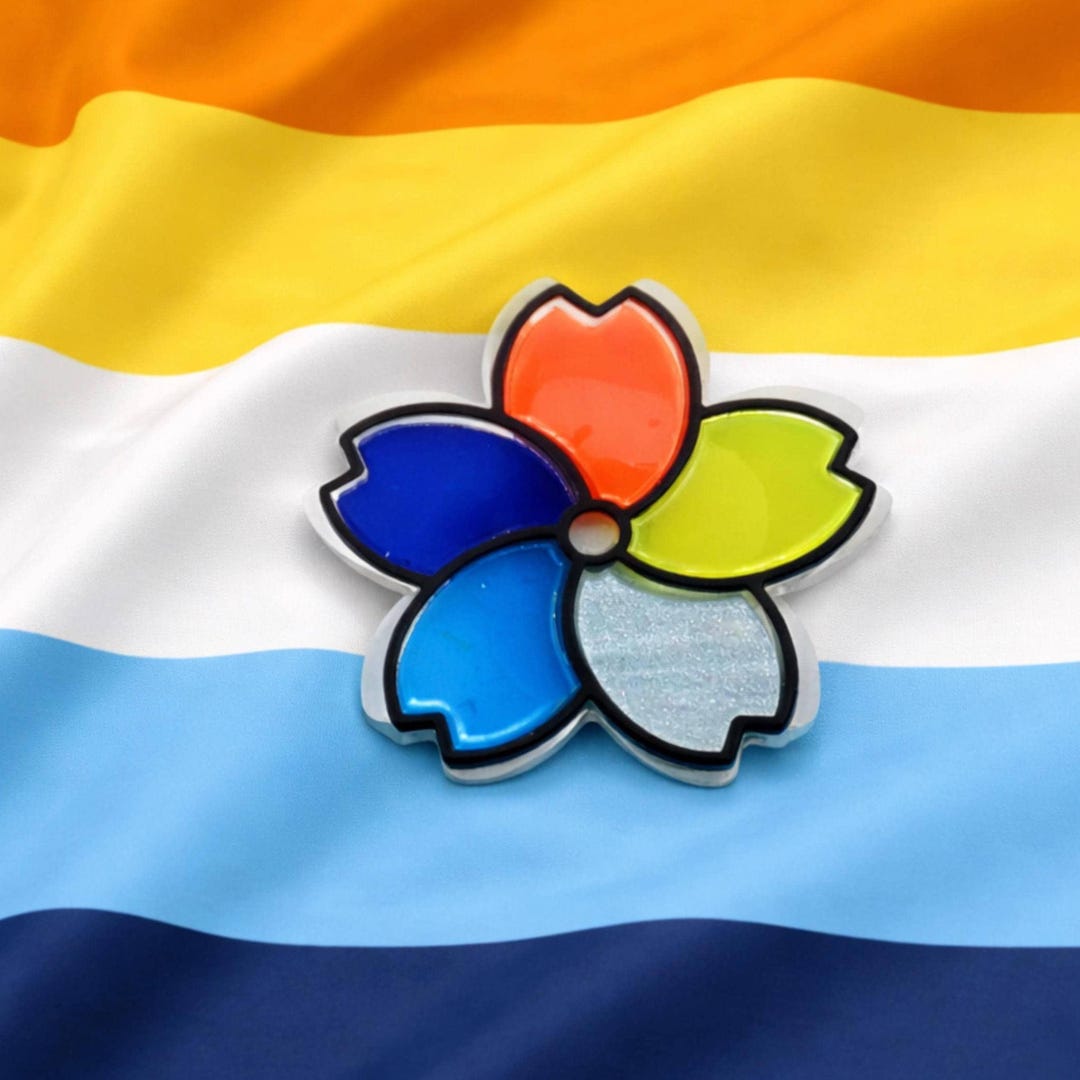 Cherry Blossom Acrylic Pride Pin Aroace Flag LGBTQ Accessory Handmade ...