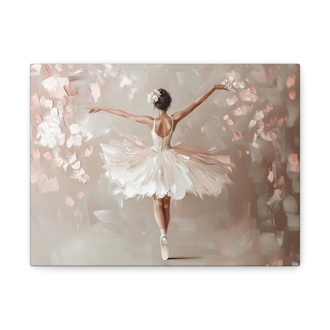 Rose Petals Ballerina Canvas, Muted, Ballet Decor, Pink, Painting Style ...