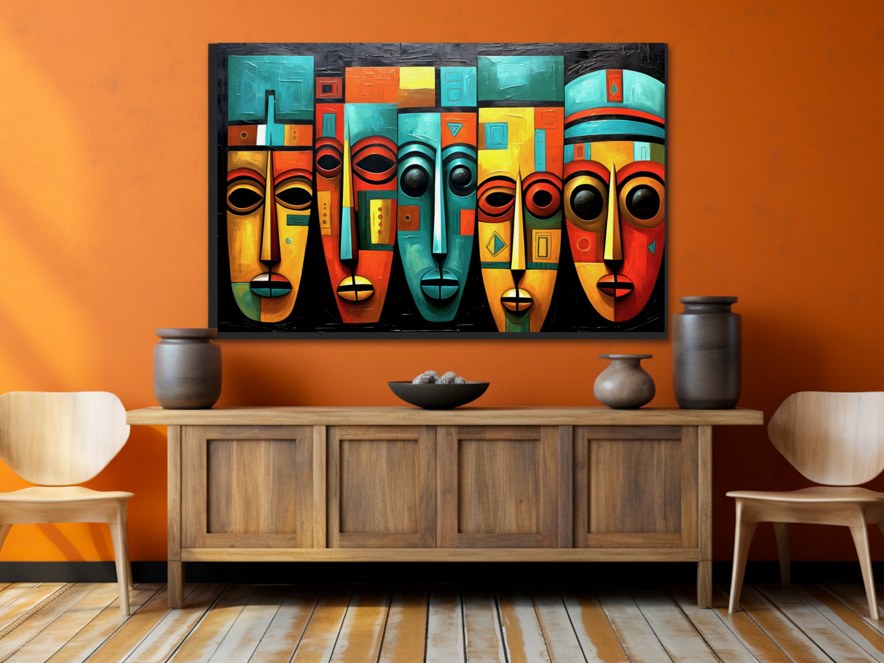 Vibrant African Masks Poster - Colorful Cultural Art, Tribal Decor ...