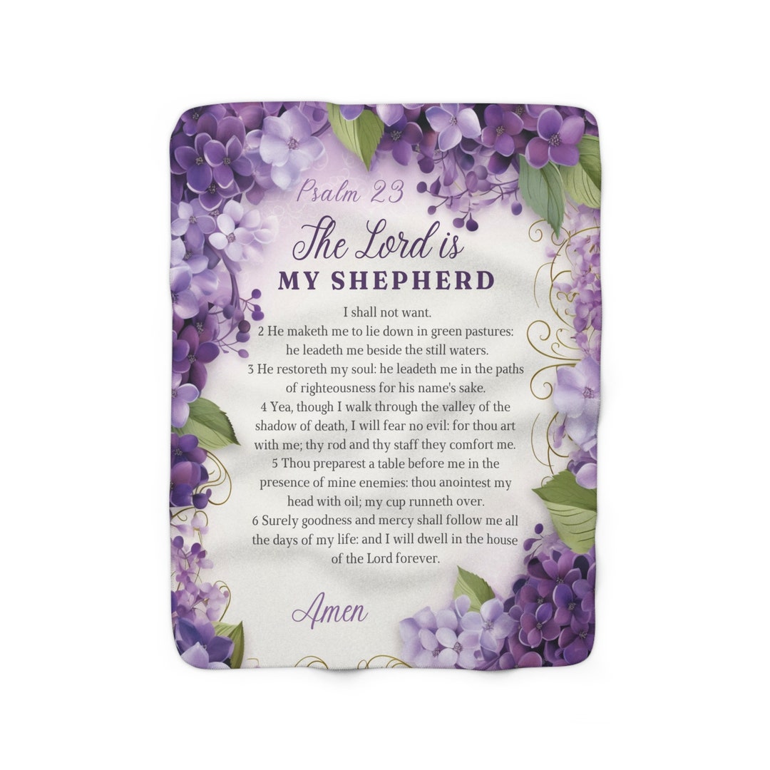 Purple Floral Psalm 23 Bible Verse Blanket, the Lord is My Shepherd, I ...