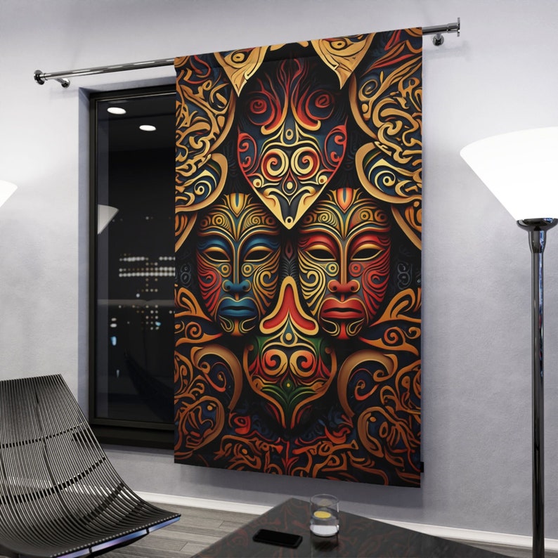 African Mask Window Curtains 1 Piece - Etsy