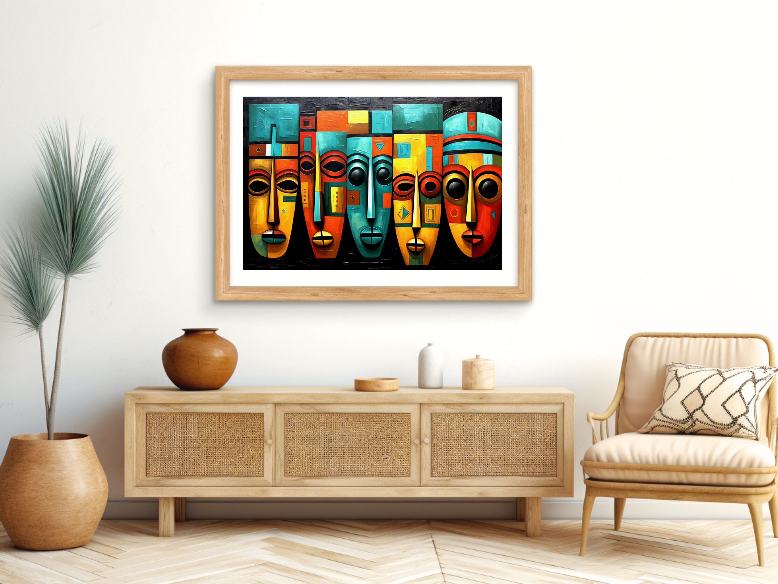 Vibrant African Masks Poster - Colorful Cultural Art, Tribal Decor ...
