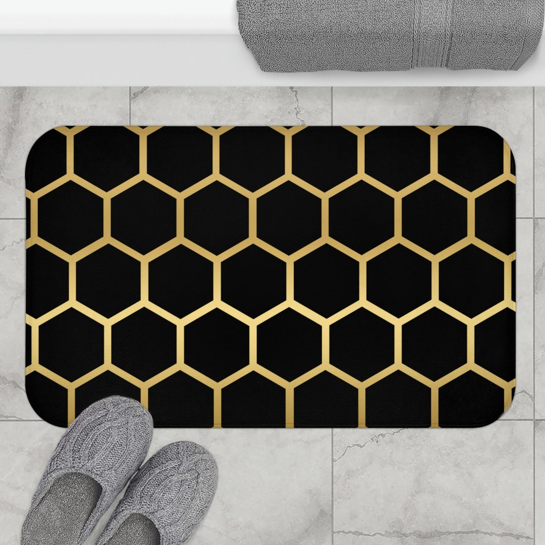 Art Deco Black and Gold Honeycomb Bath Mat Bumblebee Decor - Etsy