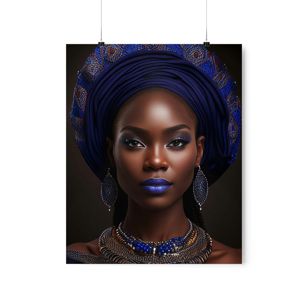 Poster of African Queen, Lapiz Gemstones, Blue and Gold Goddess ...
