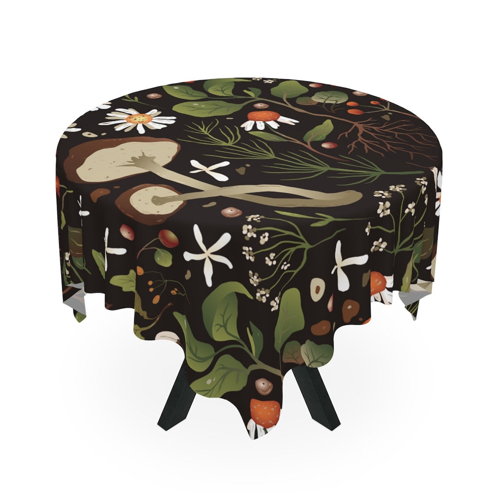 Boho Mushrooms Table Cloth, Nature Psychedelic Table Cloth, Spiritual ...