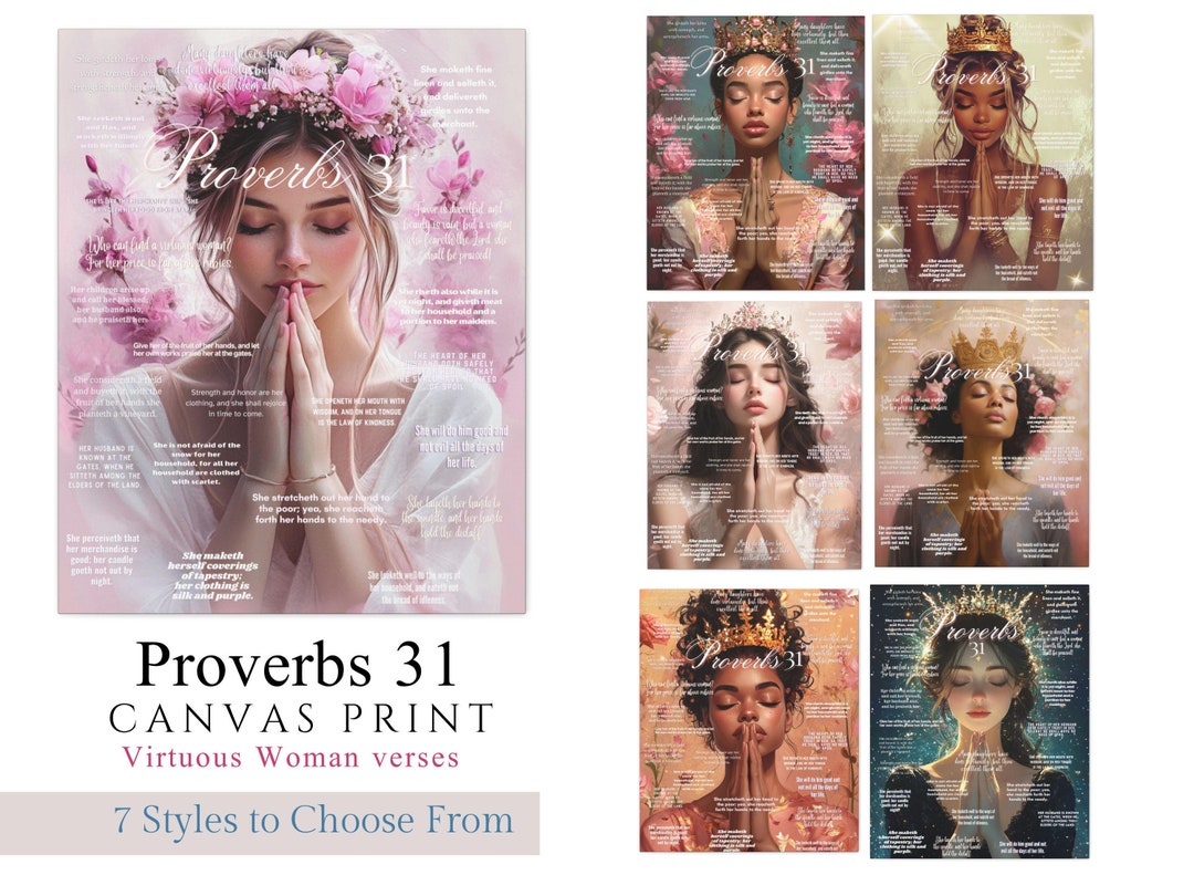 Virtuous Woman Canvas Prints, 7 Styles, Proverbs 31, Christian Decor ...