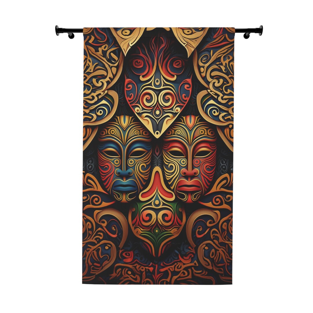 African Mask Window Curtains 1 Piece - Etsy