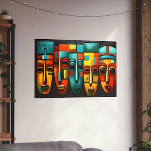 Vibrant African Masks Poster - Colorful Cultural Art, Tribal Decor ...