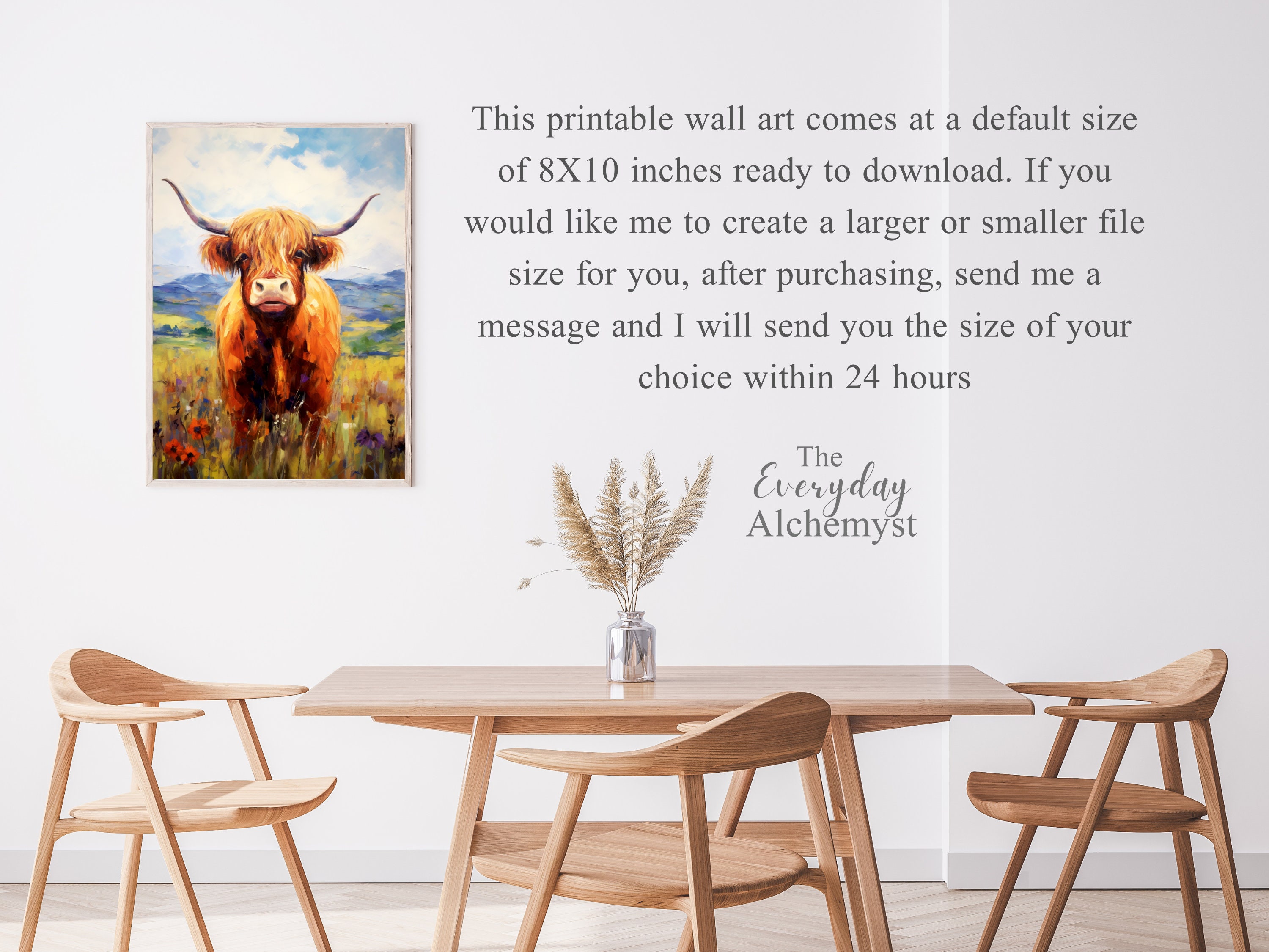 Highland Cow Printable Wall Art Farm Art Print DIY Print - Etsy