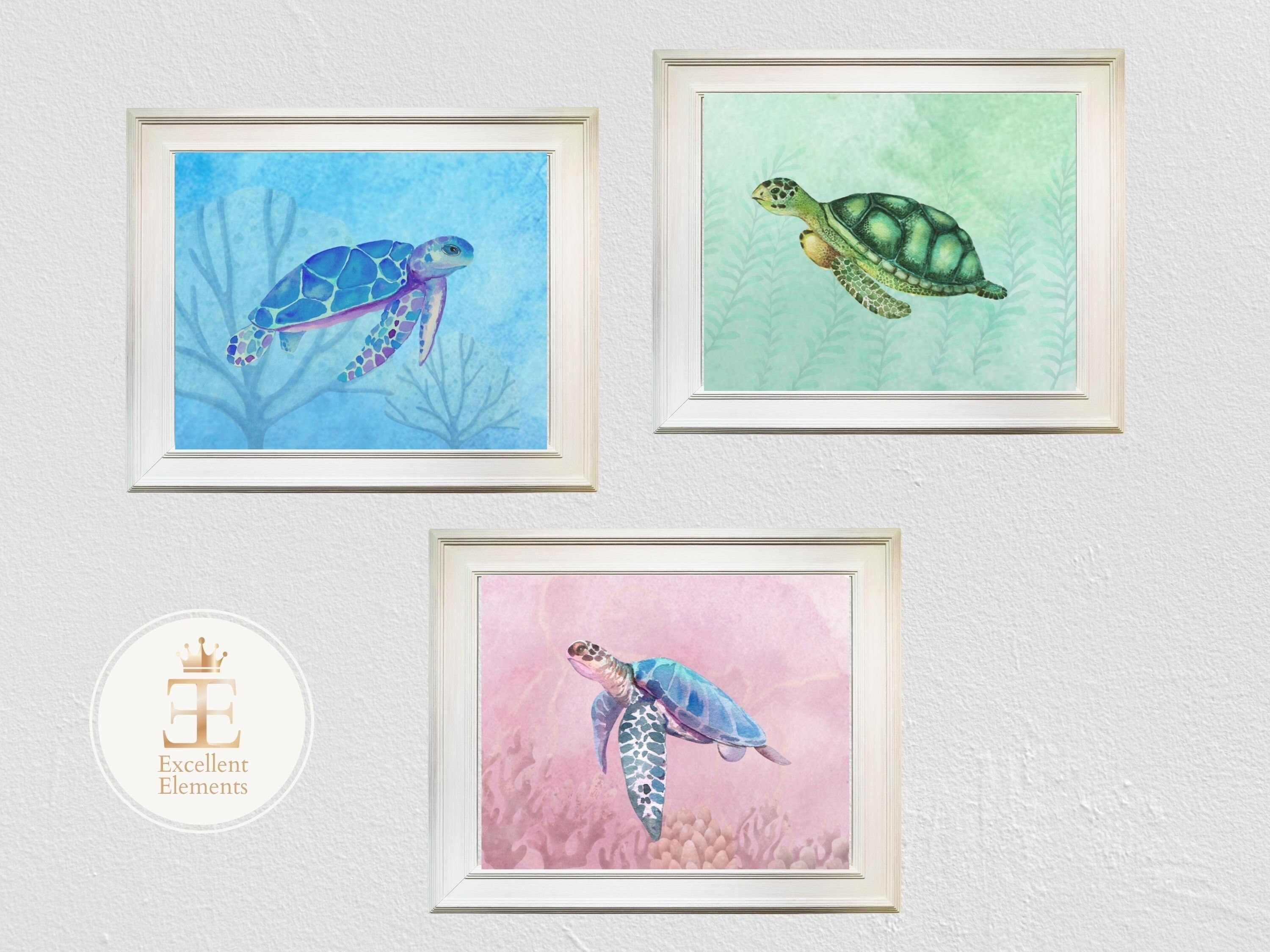 Sea Turtle Printable, Set of 3, Turtle Printable Art, Sea Turtle Print ...