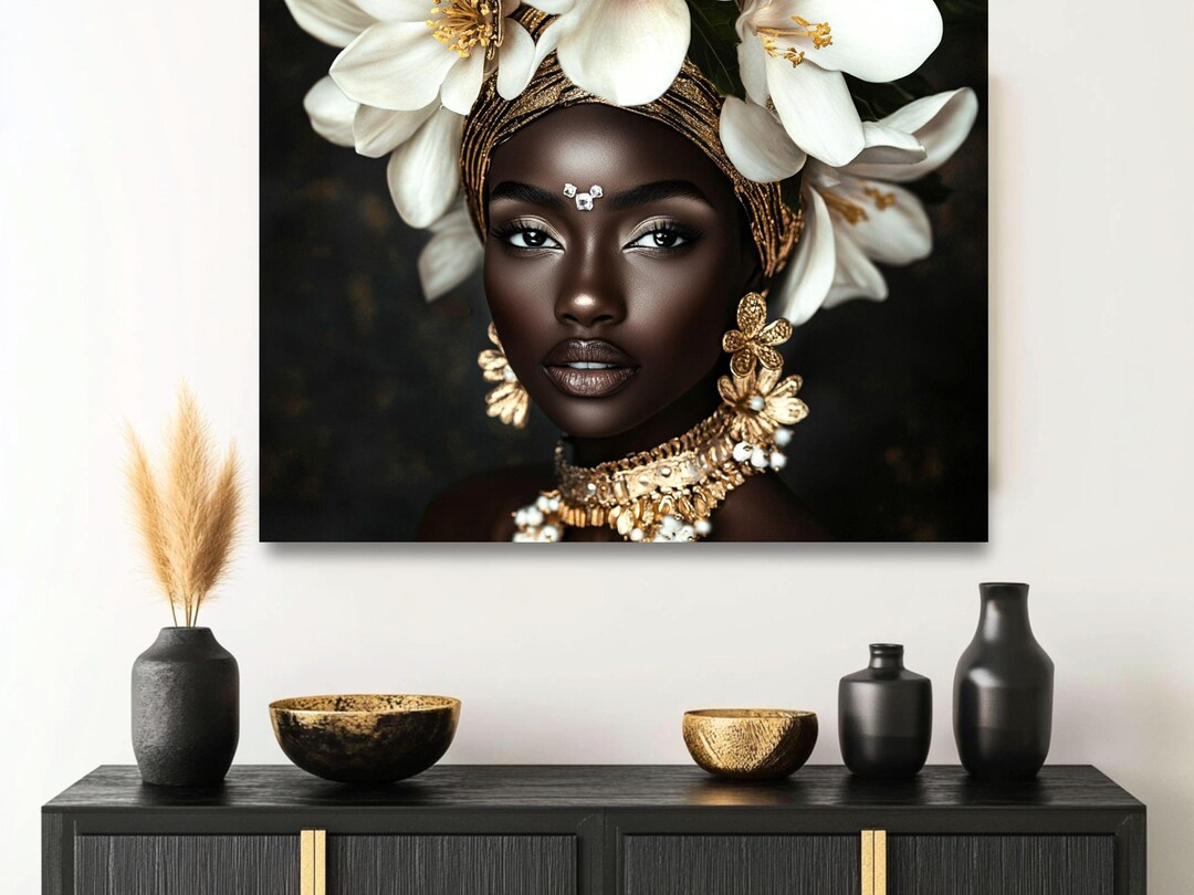 Canvas Print, African Queen Portrait Wall Art, Afrocentric Home Decor ...