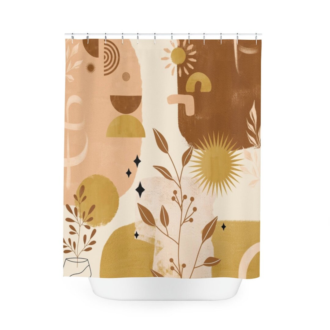 Earth Tone Shower, Abstract Shower Curtain, Earth Tone Bathroom Decor ...