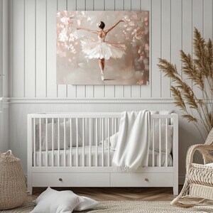 Rose Petals Ballerina Canvas, Muted, Ballet Decor, Pink, Painting Style ...