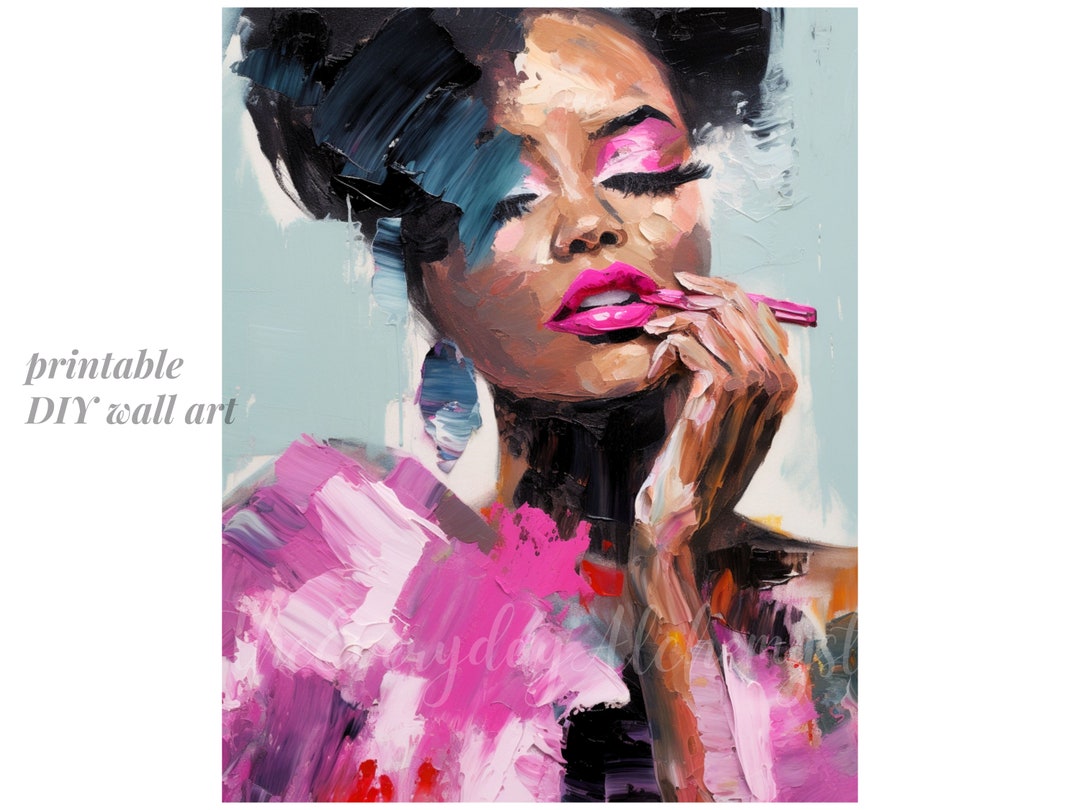 Glamour Girl PRINTABLE, African American Wall Art Printable Pink ...