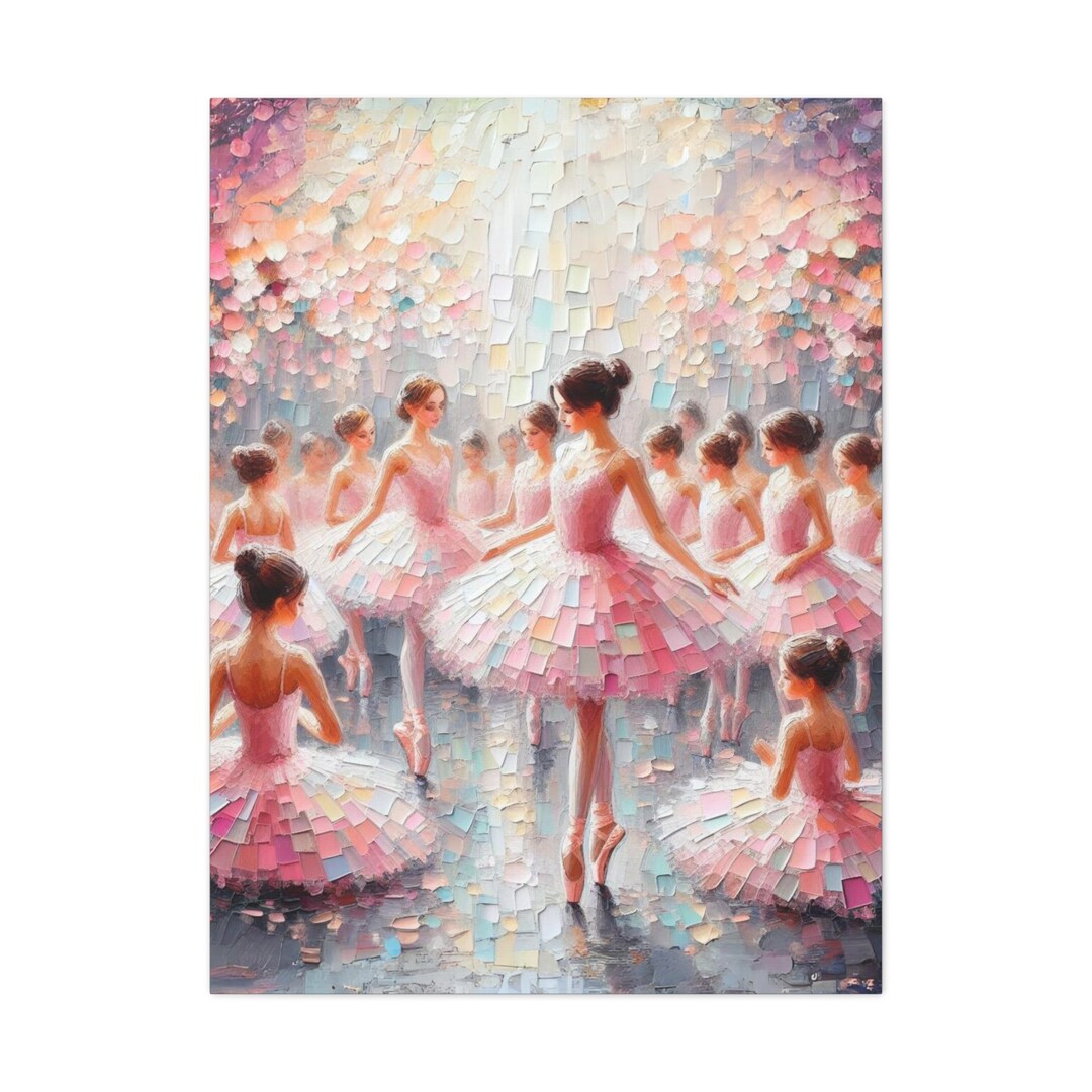 Ballerinas in Color Canvas, Ballet Decor, Pink Tutus, Flowers, Colorful ...