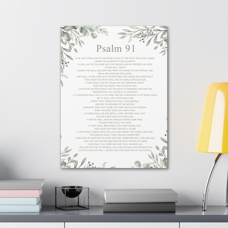 Psalm 91 Wall Art, Neutral, White Plants, Dwells in the Secret Place - Etsy