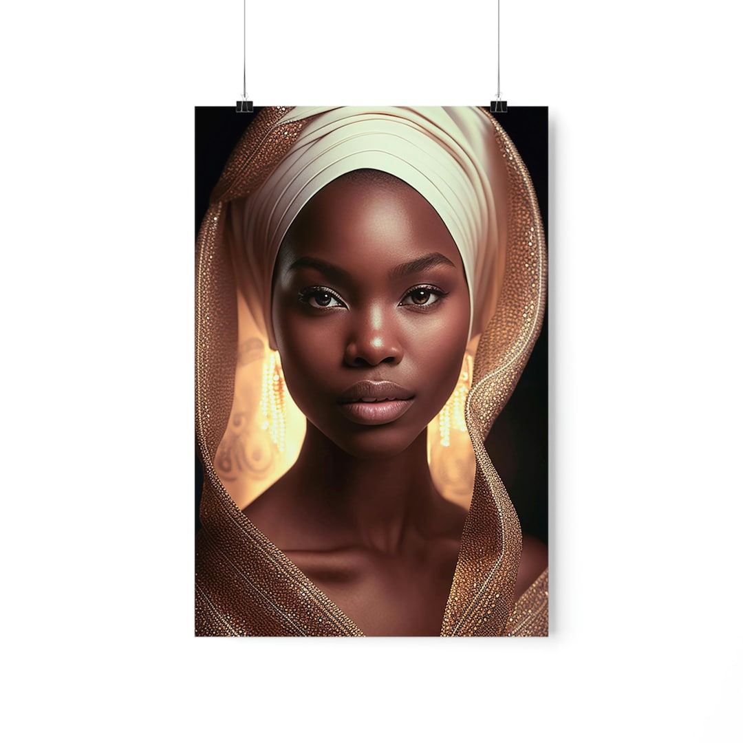 Poster of Beautiful African Goddess Melanated Queen, Brown and Orange ...