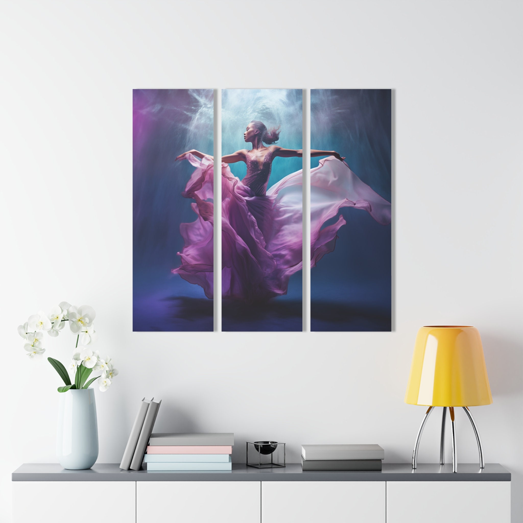 Purple and Blue Beauty 3 Panel Wall Art, Acrylic, Ethereal African ...