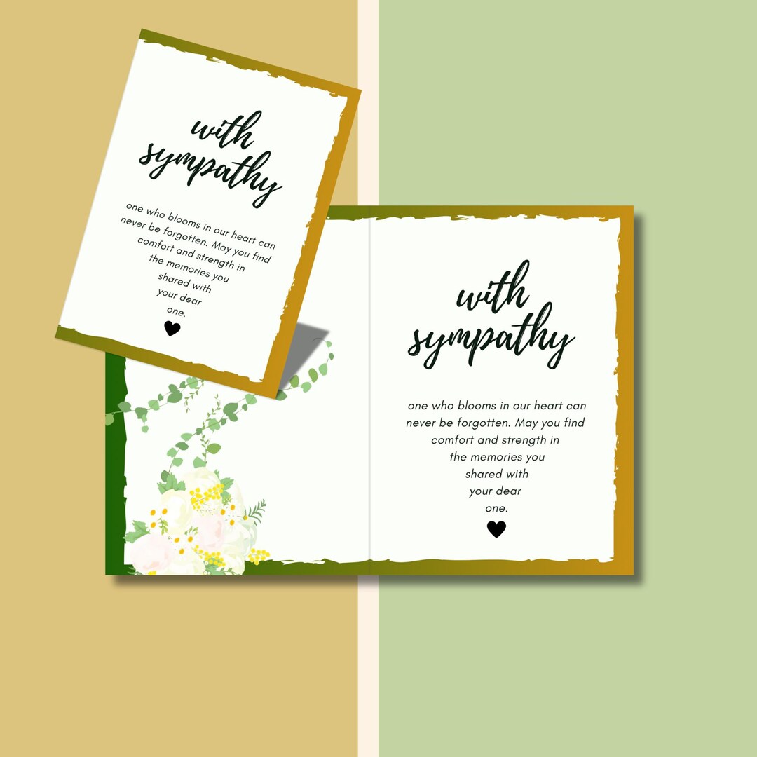 With Sympathy Condolence Editable Card, Flower Bloom Card, Editable ...