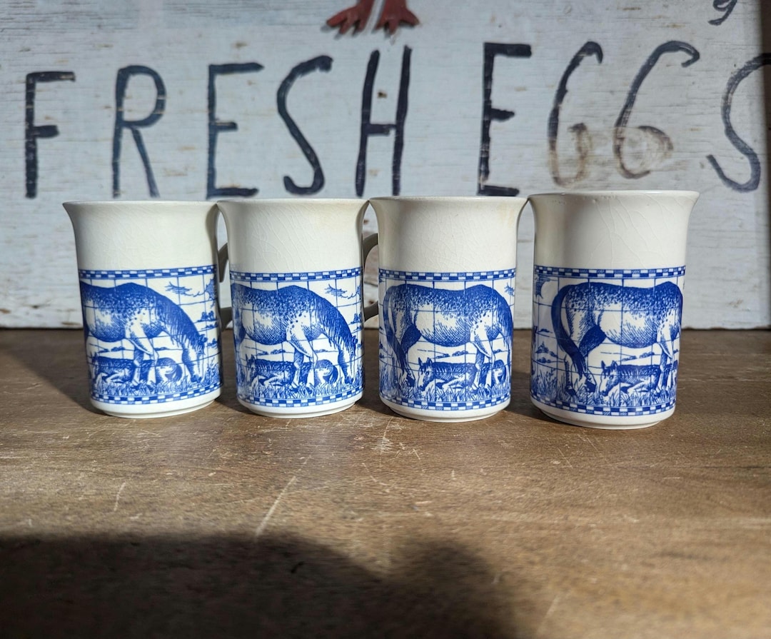 Churchill Mugs HORSES Blue on White Made in England Set of 4 - Etsy