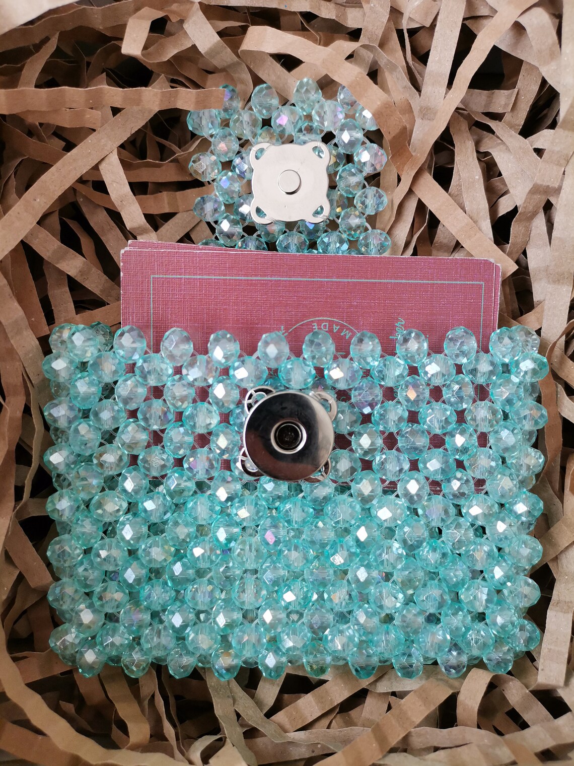 Crystal Bead Cardholder Turquoise Women Money Clip Fancy - Etsy