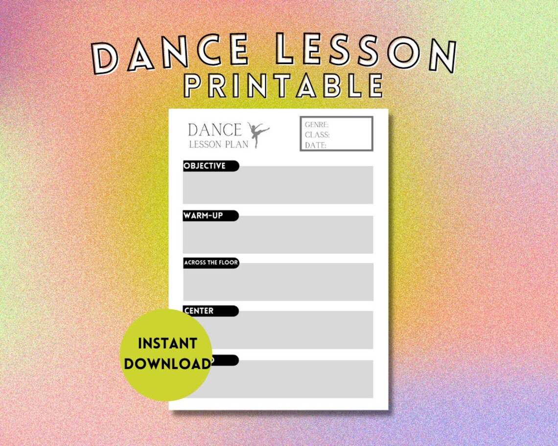 Dance Teacher Lesson Plan Printable-instant Download - Etsy