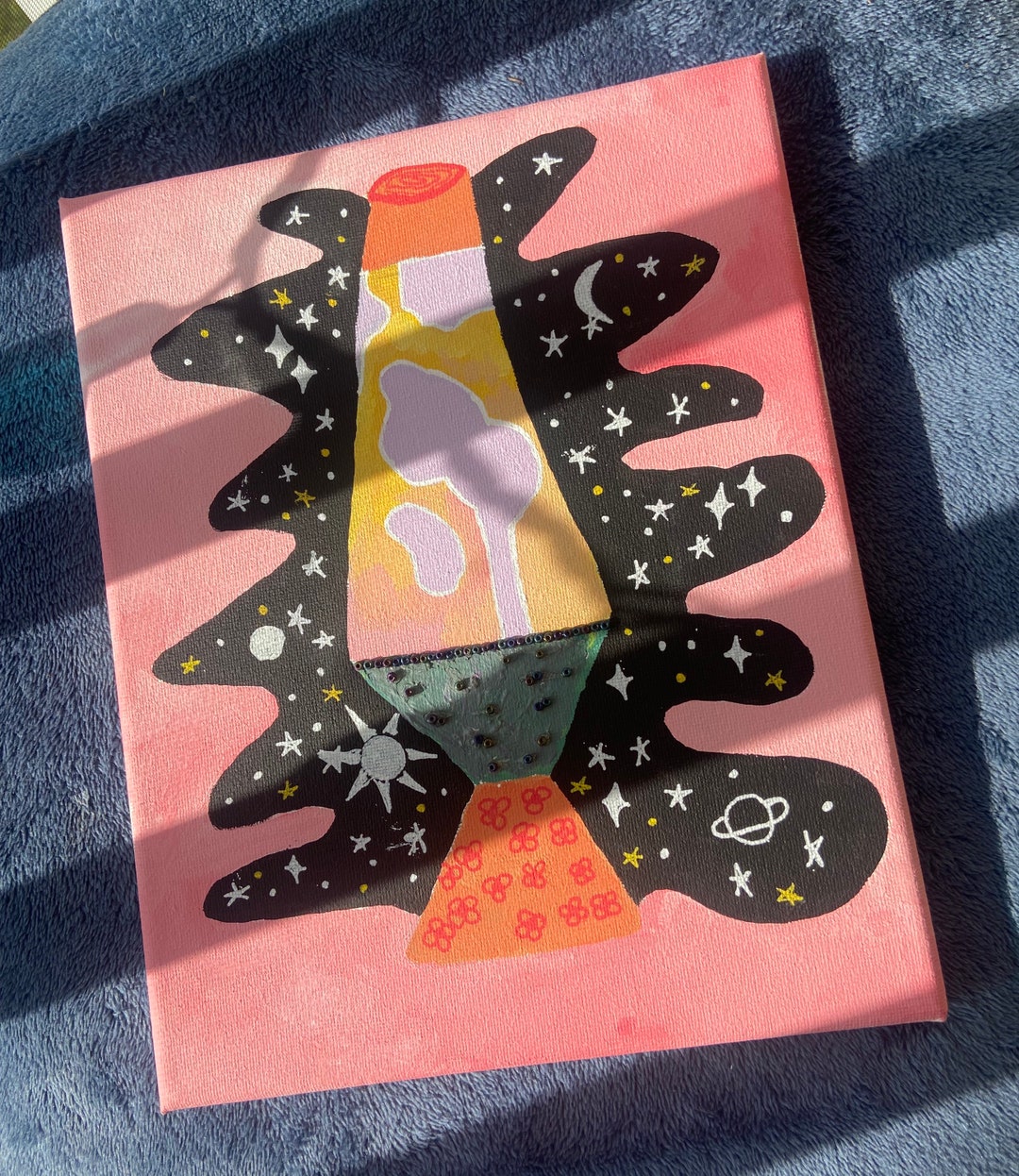 Cute Lava Lamp Night Sky Acrylic Canvas Wall Art With Baby Beads - Etsy