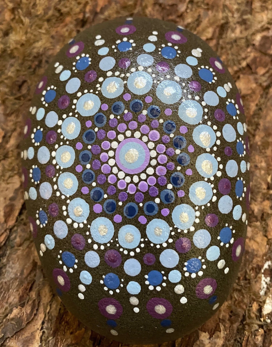 Hand Painted Mandala Garden Stone: Dot Art River Rock - Etsy