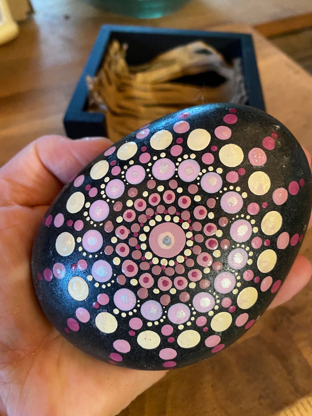 Pink Mandala Garden Rock, Yard Art, Garden Stone, Hostess Gift ...