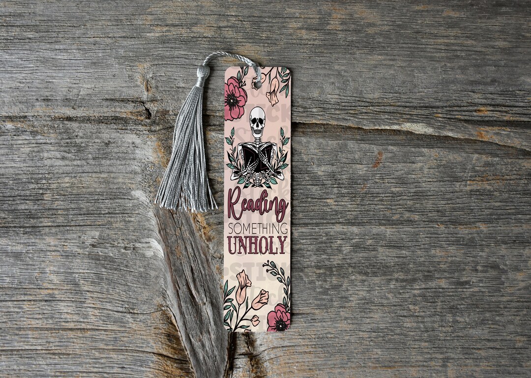 Reading Something Unholy Skeleton Aluminum Bookmark - Etsy