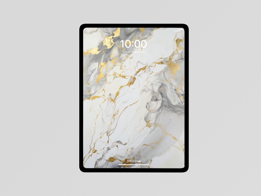 IPad Wallpaper, White and Gold Marble, High Resolution, Instant ...